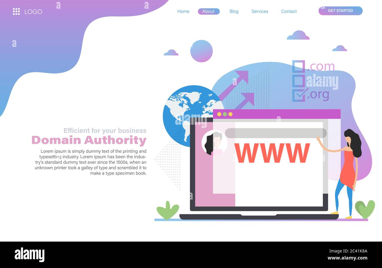 Vector web header template of domain authority in flat Stock Vector ...