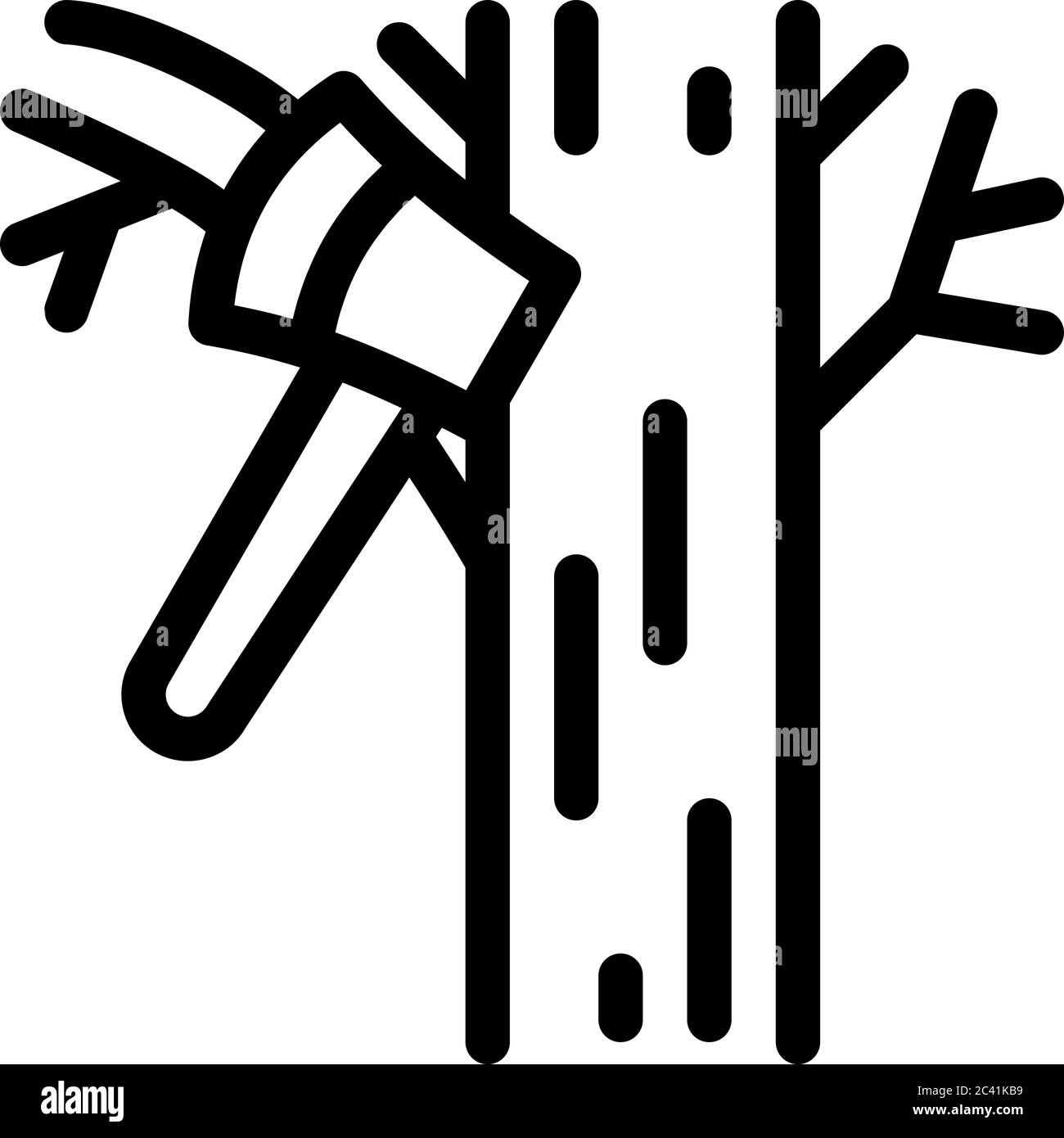 Cutting tree with an axe Black and White Stock Photos & Images - Alamy