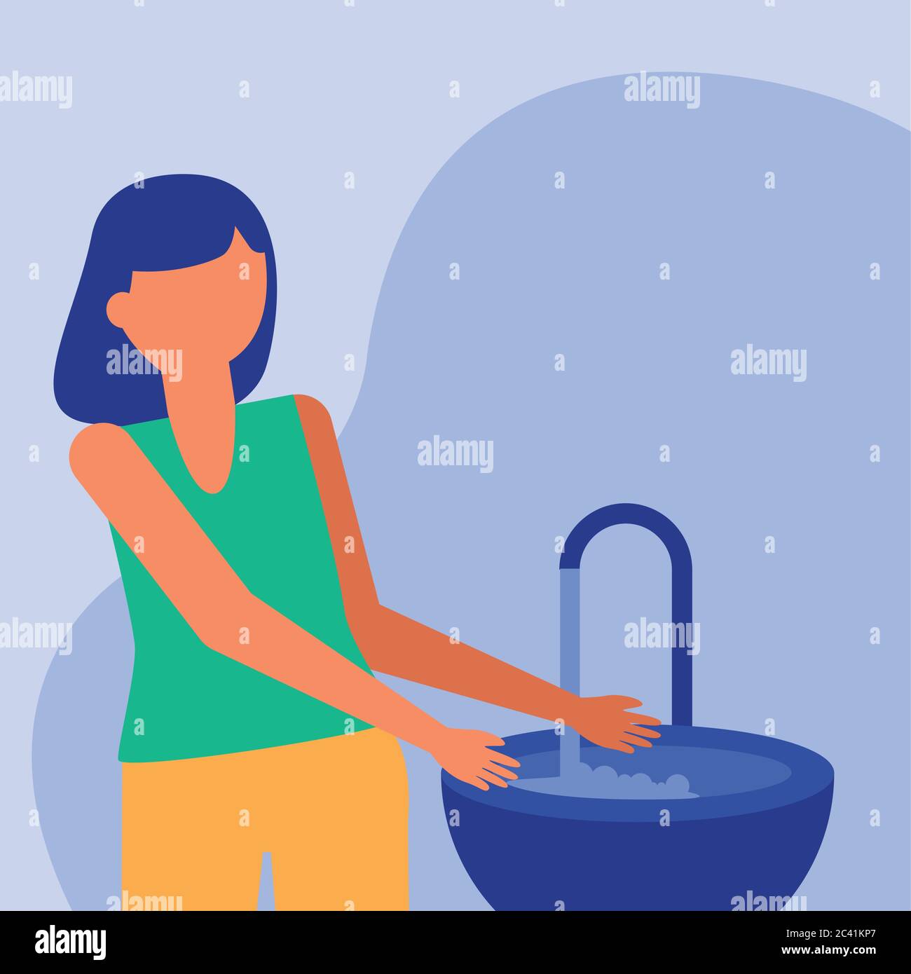 Woman washing her hands design, Hygiene wash health and clean theme ...