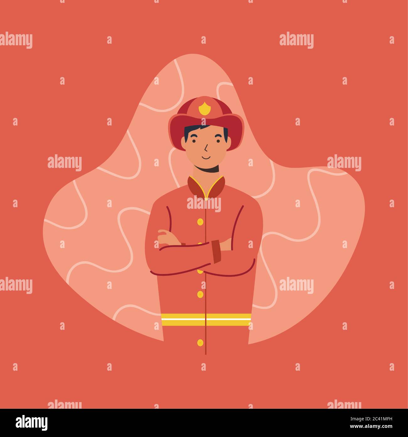 fire fighter essential worker character vector illustration design ...