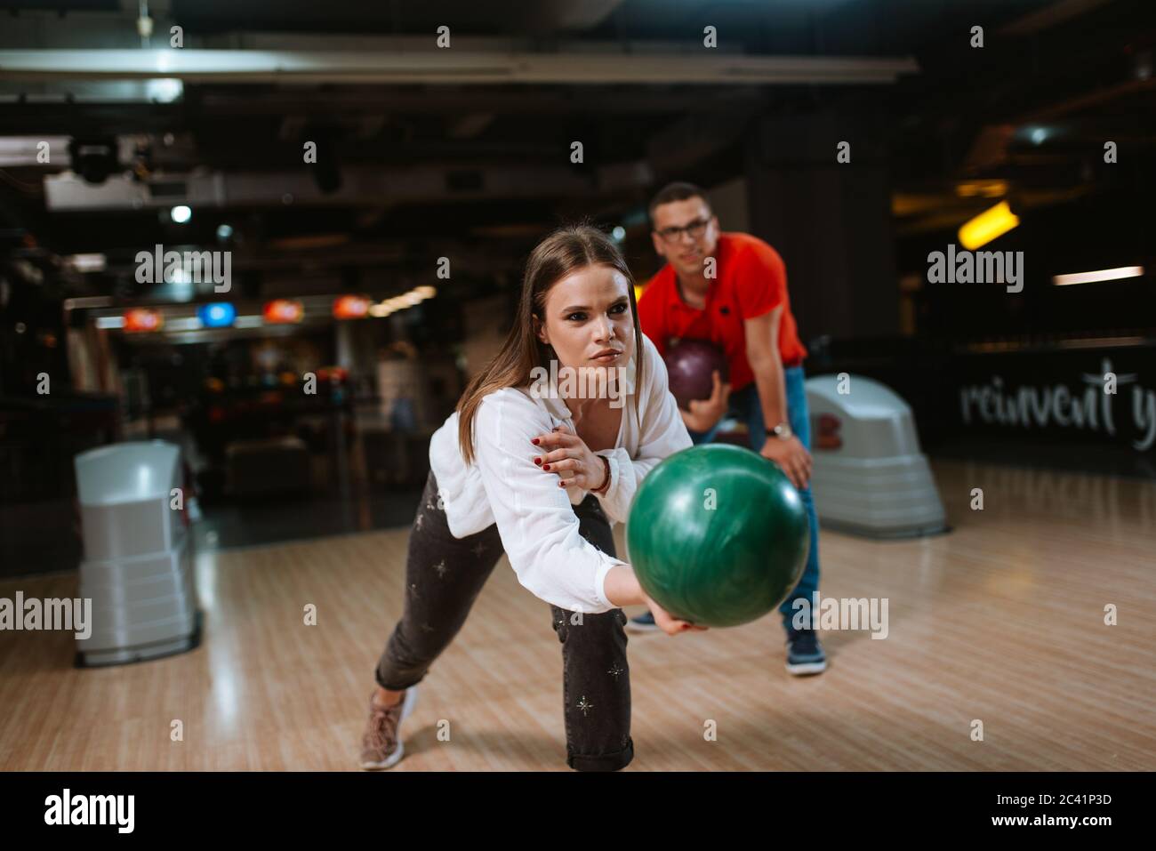 Female bowler on lane hi-res stock photography and images - Alamy