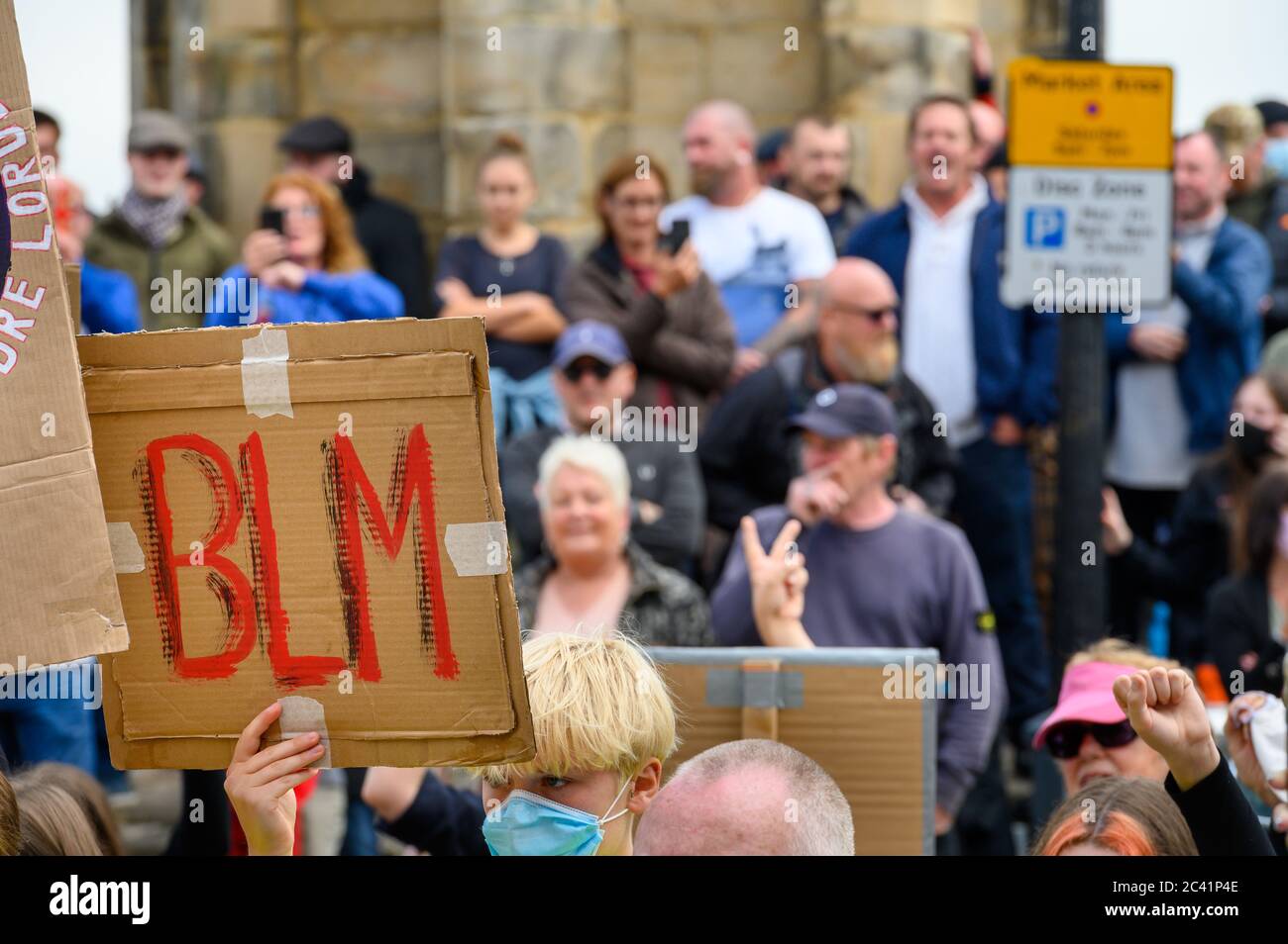 Richmond, North Yorkshire, UK - June 14, 2020: Homemade BLM sign with ...