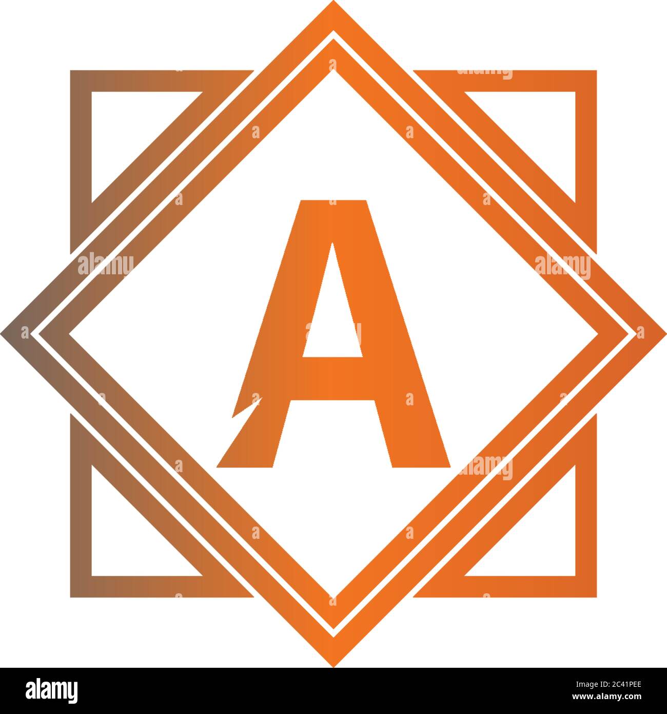 Square A logo letters design concept in black and orange color ...