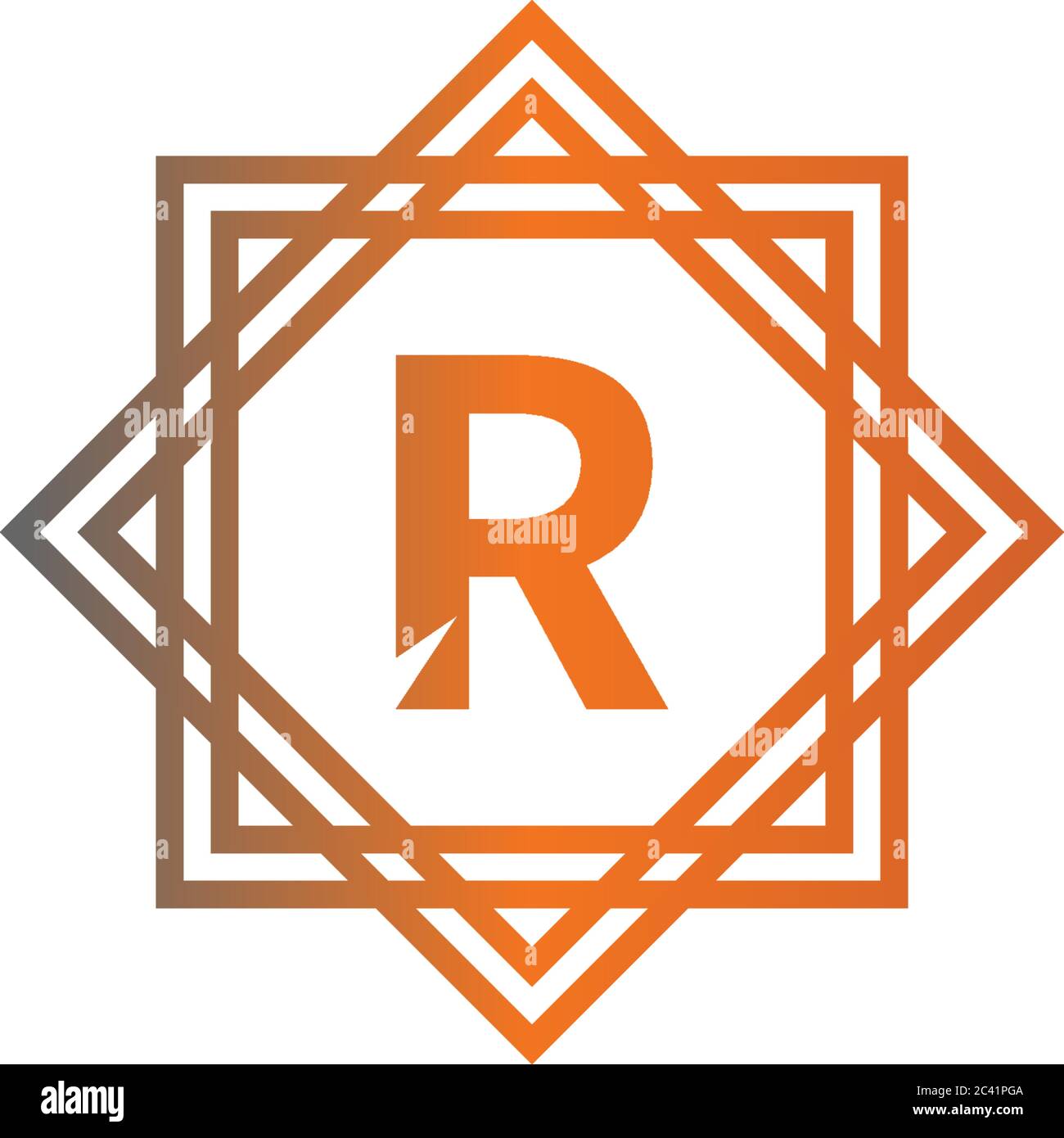 Square R logo letters design concept in black and orange color ...