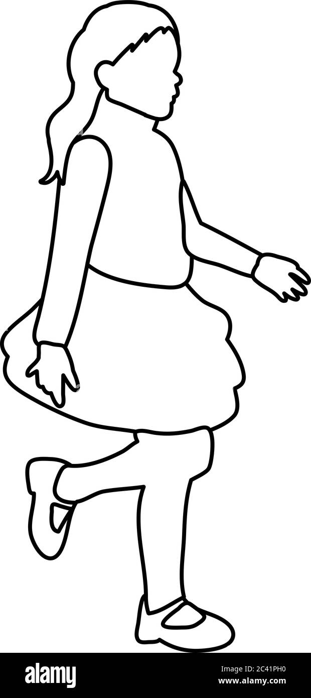 sketch, simple lines, child girl goes Stock Vector Image & Art - Alamy