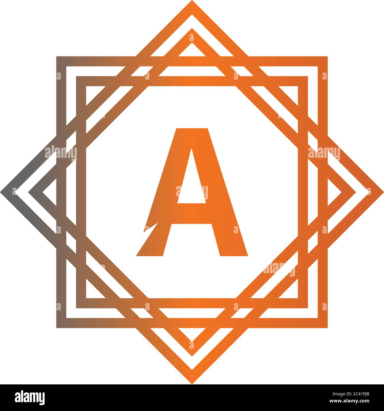Square A logo letters design concept in black and orange color ...