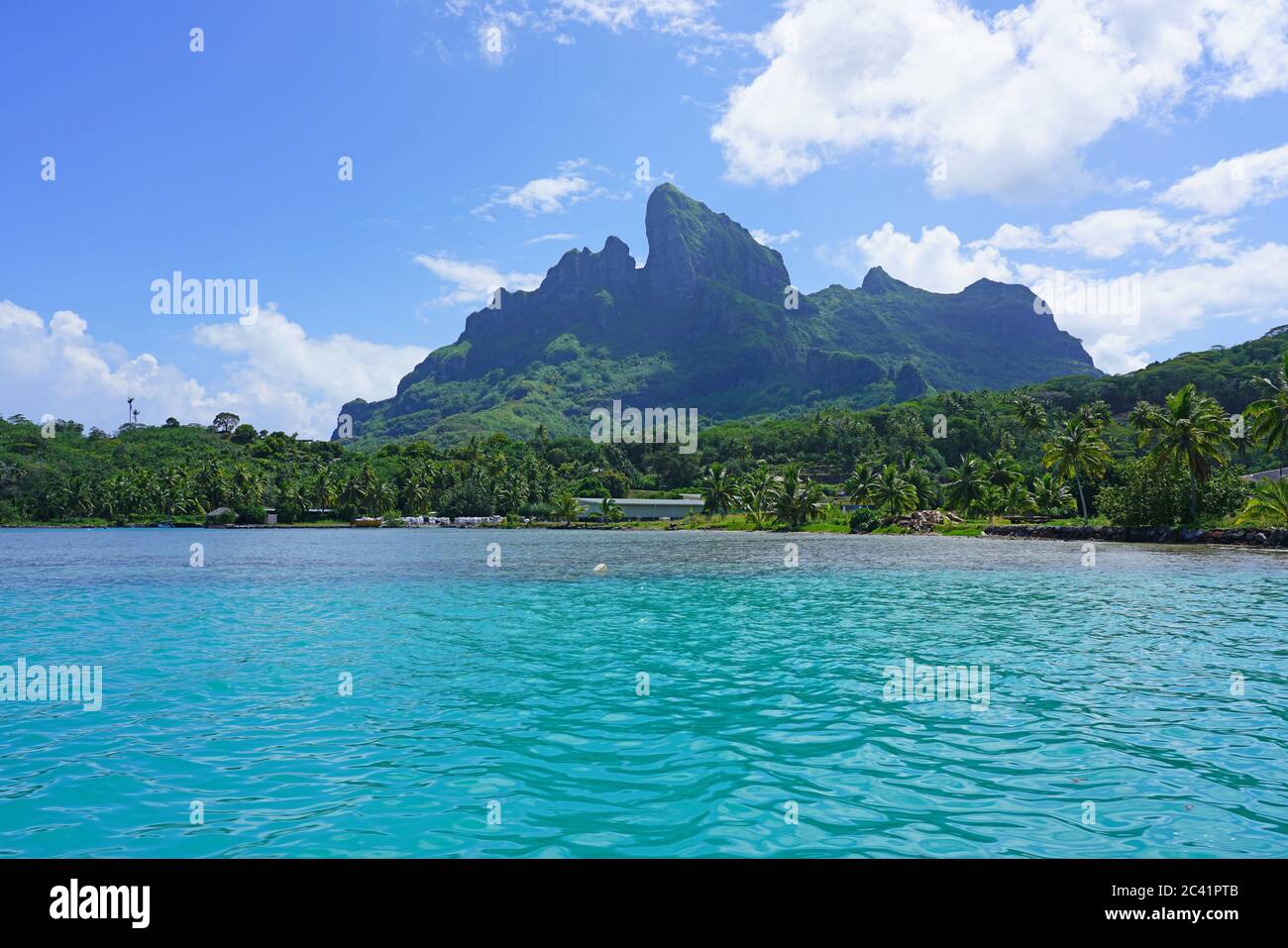 View of the Mont Otemanu mountain in Bora Bora, French Polynesia, South ...