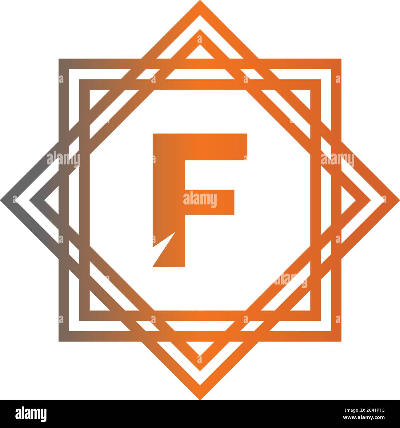 Square F logo letters design concept in black and orange color ...