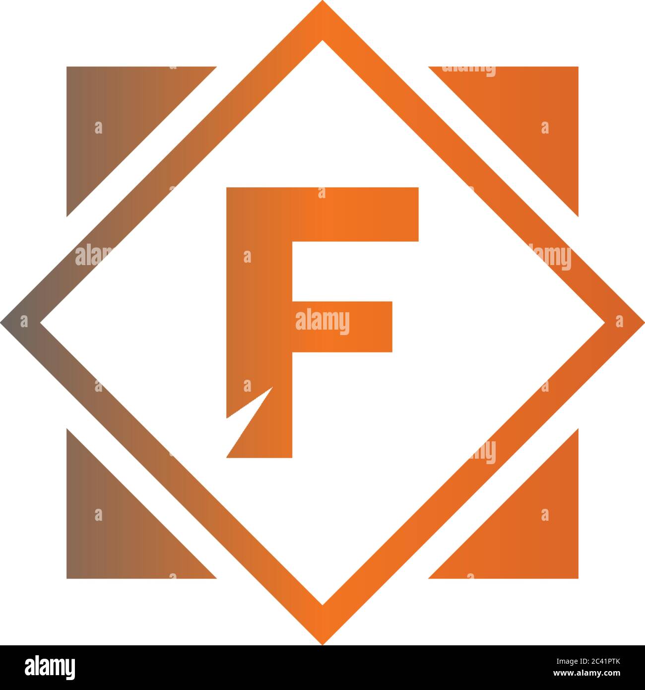 Square F logo letters design concept in black and orange color ...