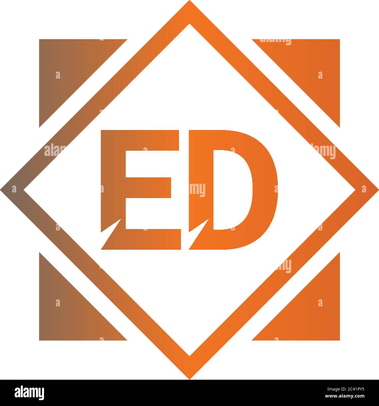 Square ED logo letters design concept in black and orange color ...