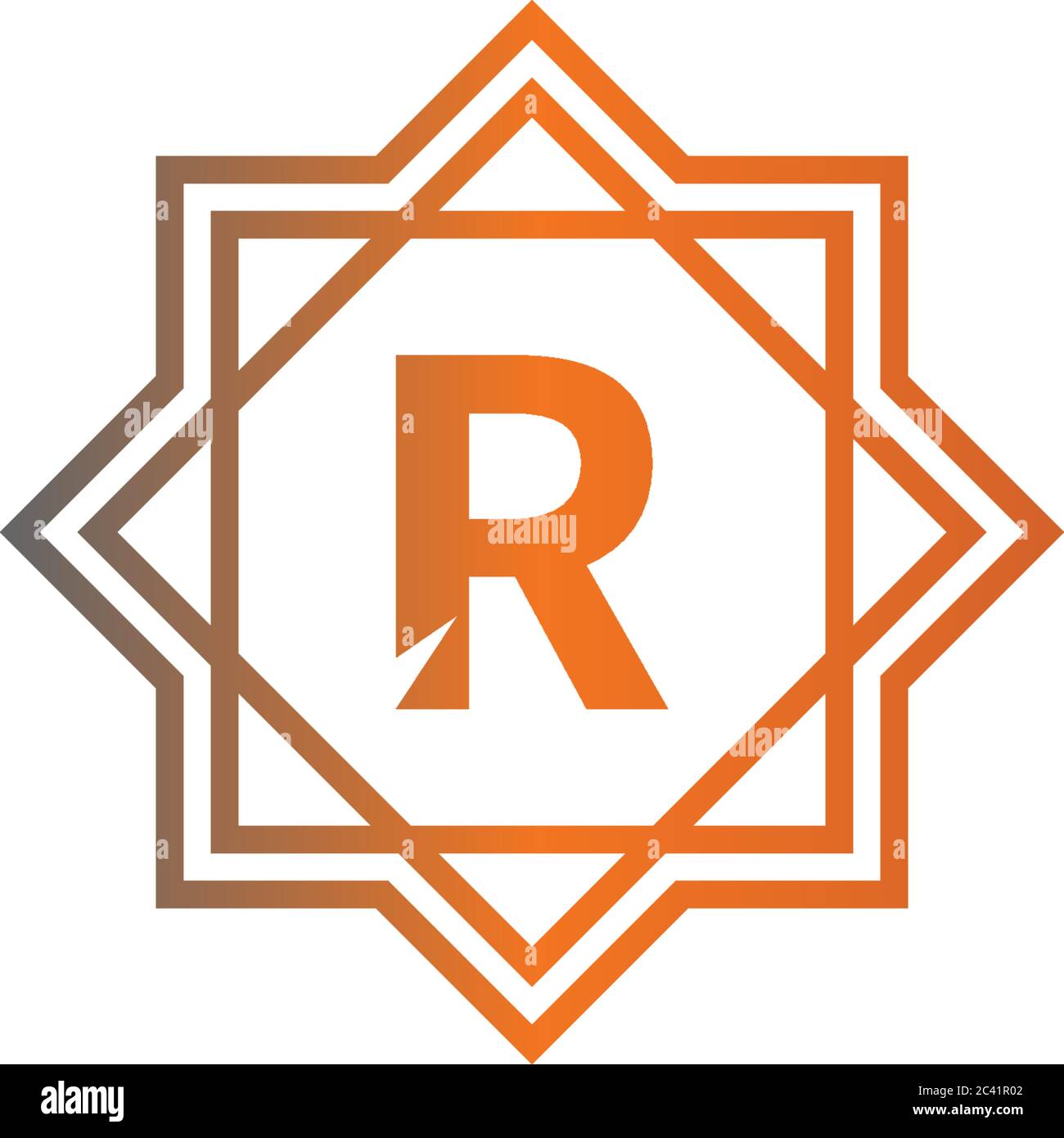 Square R logo letters design concept in black and orange color ...
