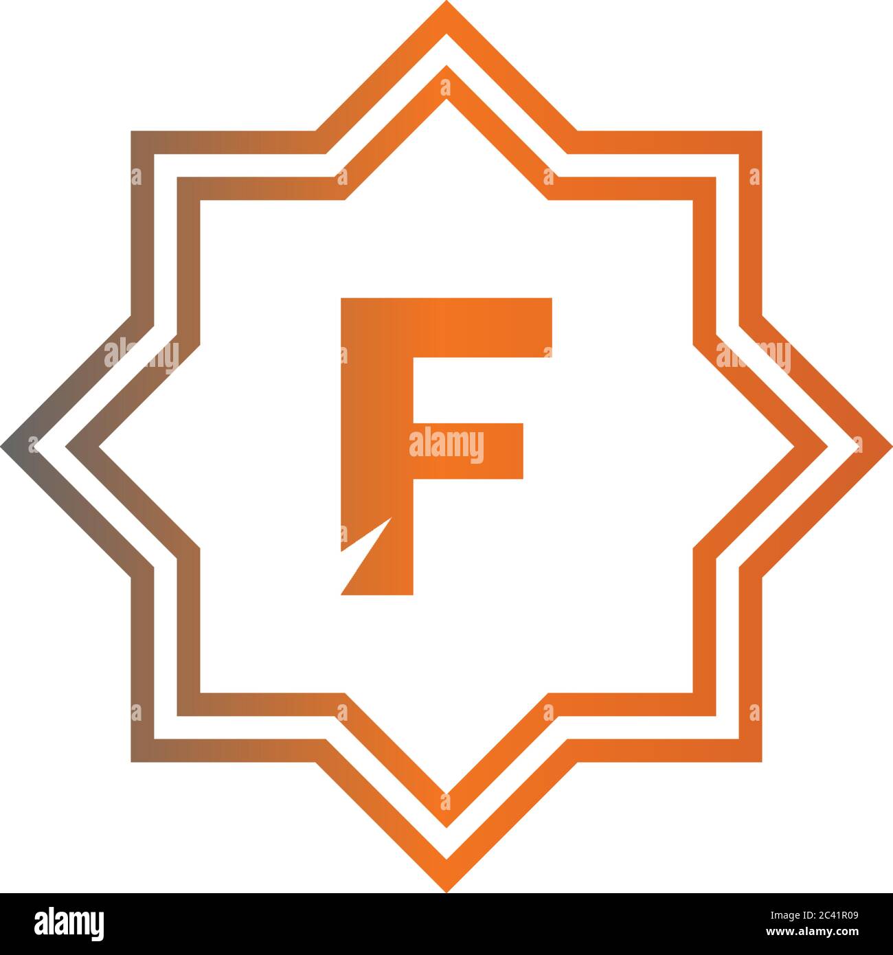 Square F logo letters design concept in black and orange color ...