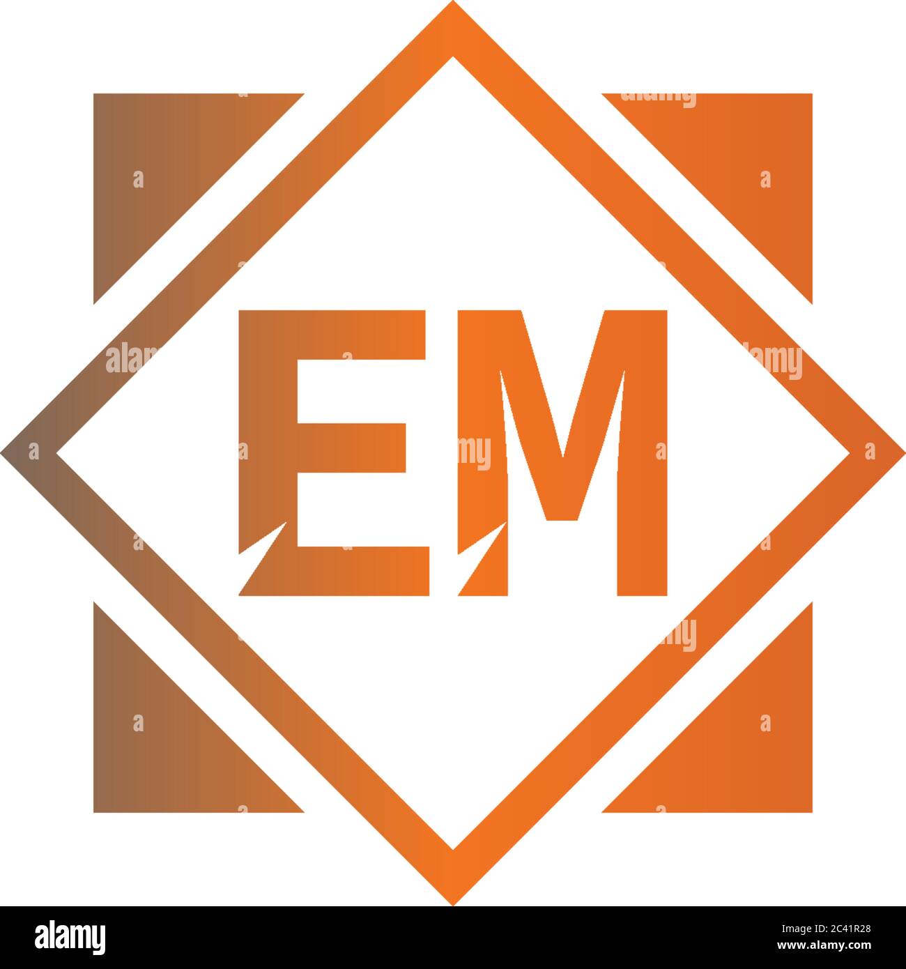 Square EM logo letters design concept in black and orange color ...