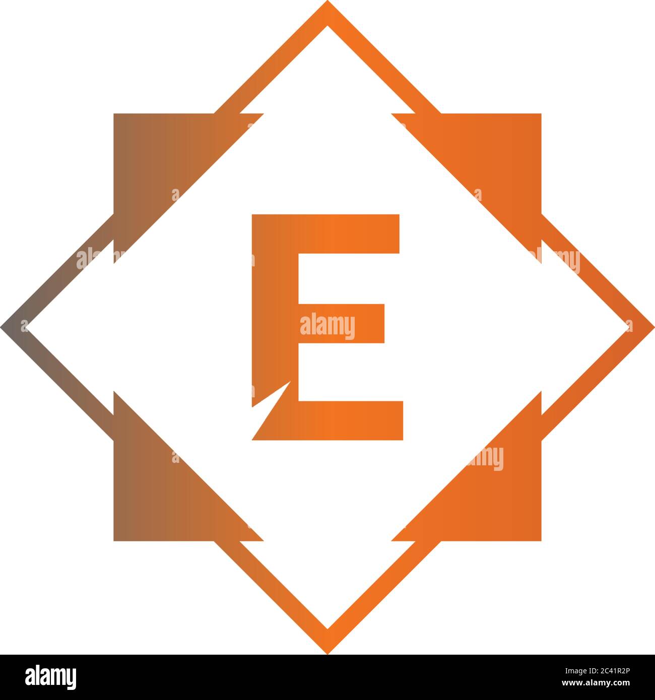 Square E logo letters design concept in black and orange color ...