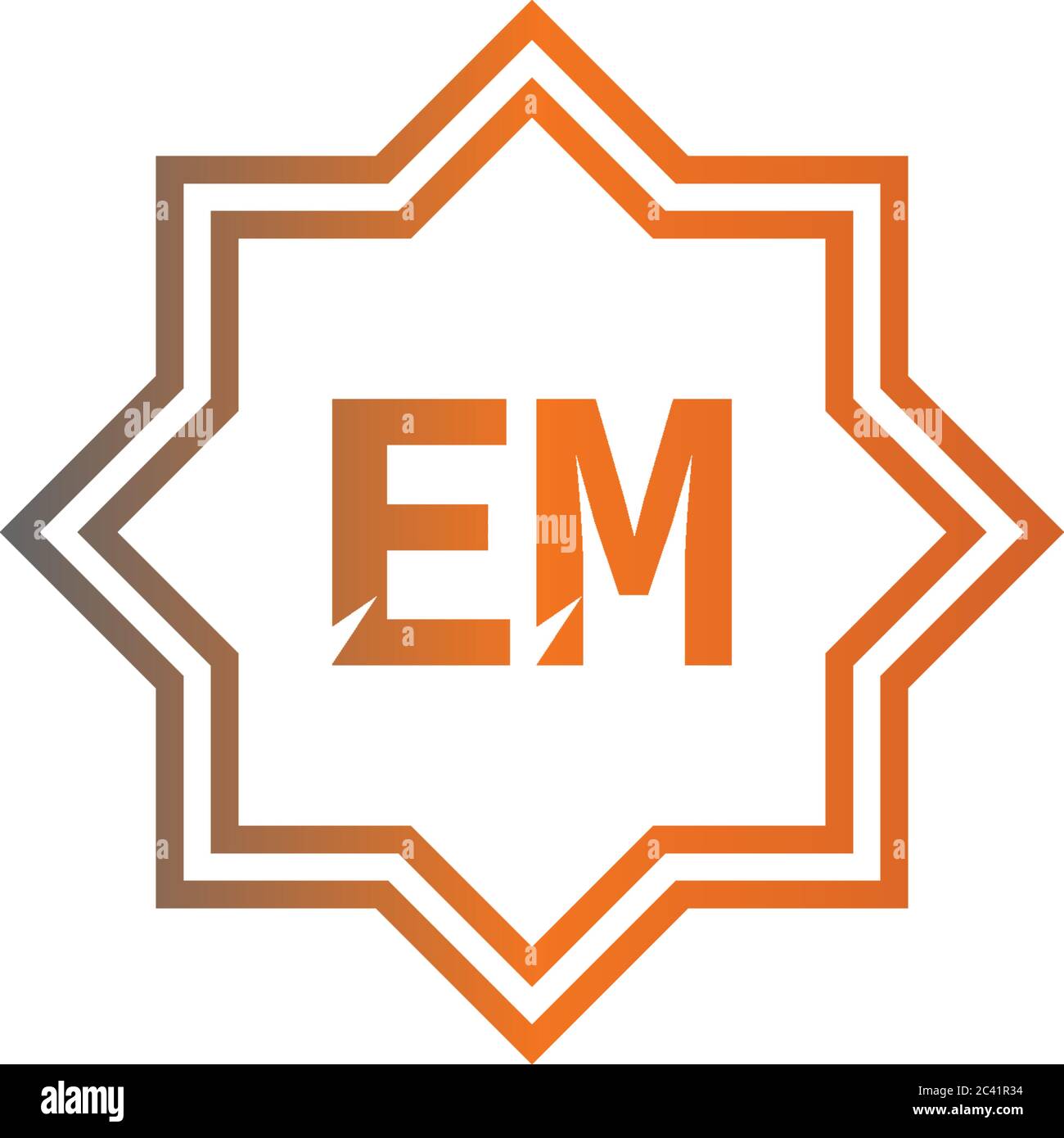 Square EM logo letters design concept in black and orange color ...