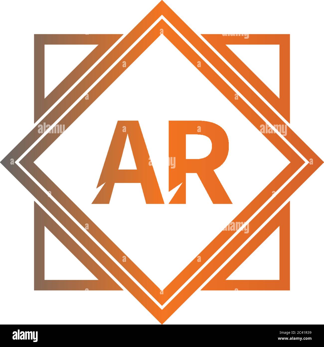 Square AR logo letters design concept in black and orange color ...