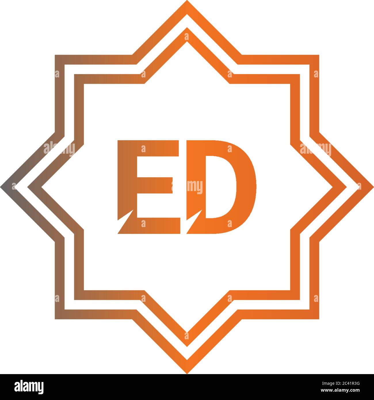 Square ED logo letters design concept in black and orange color ...