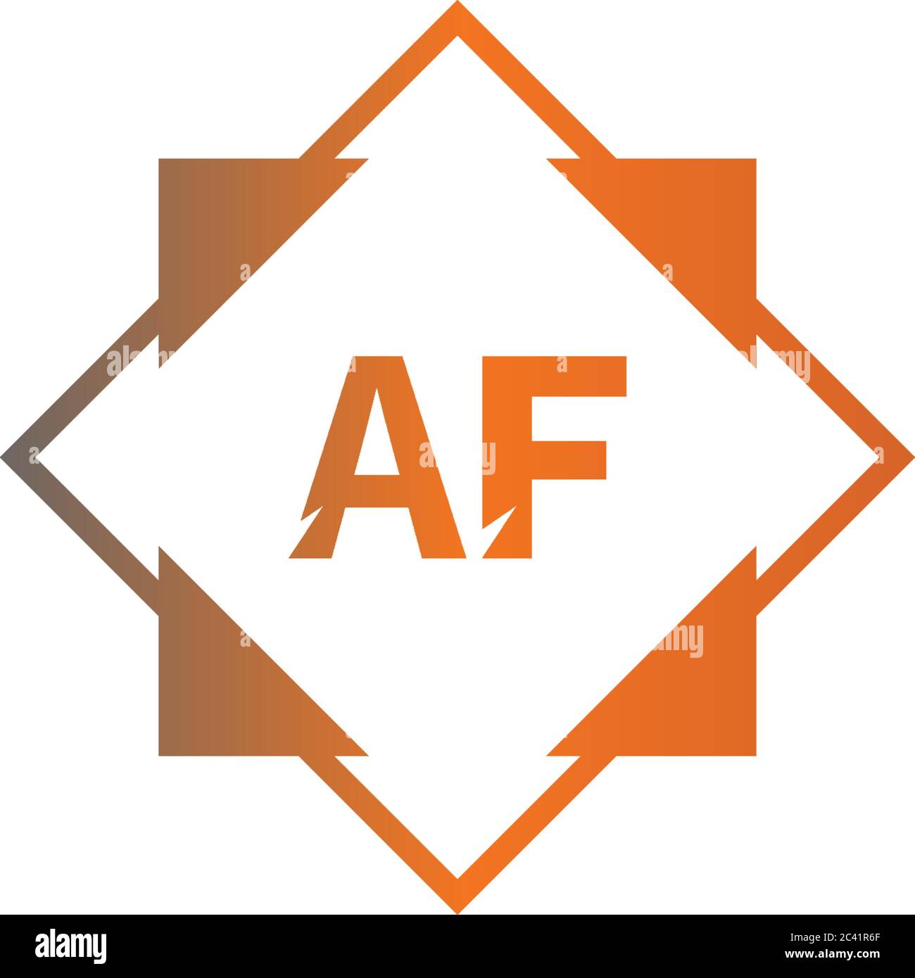 Square AF logo letters design concept in black and orange color ...