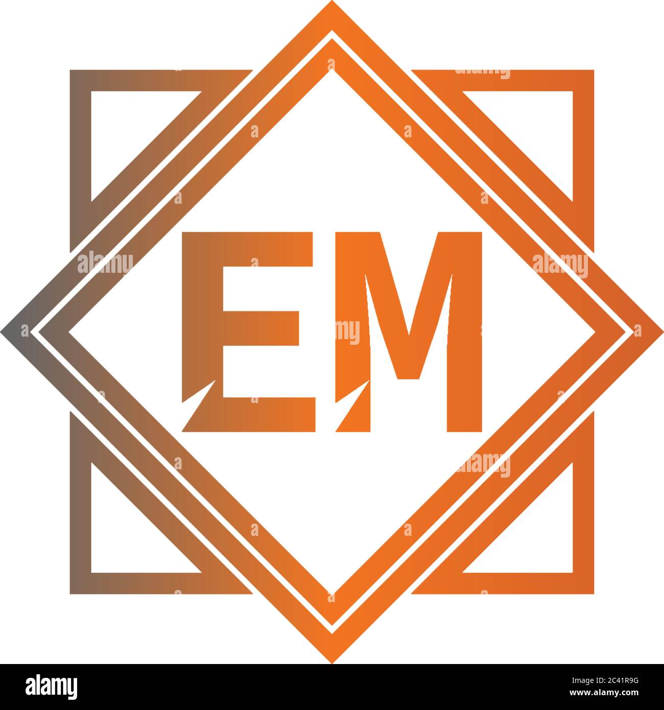 Square EM logo letters design concept in black and orange color ...