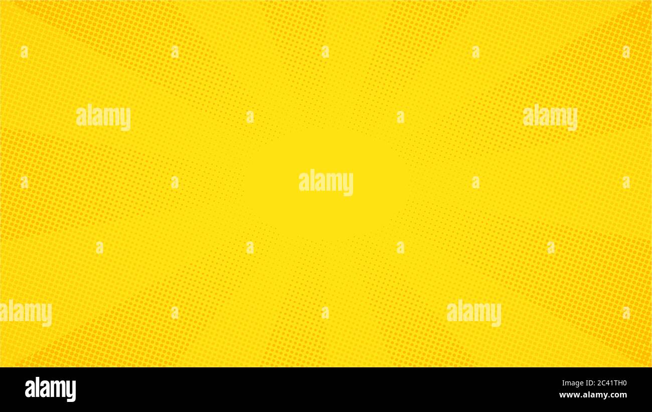 Yellow pop art comic halftone dots background, vector illustration ...