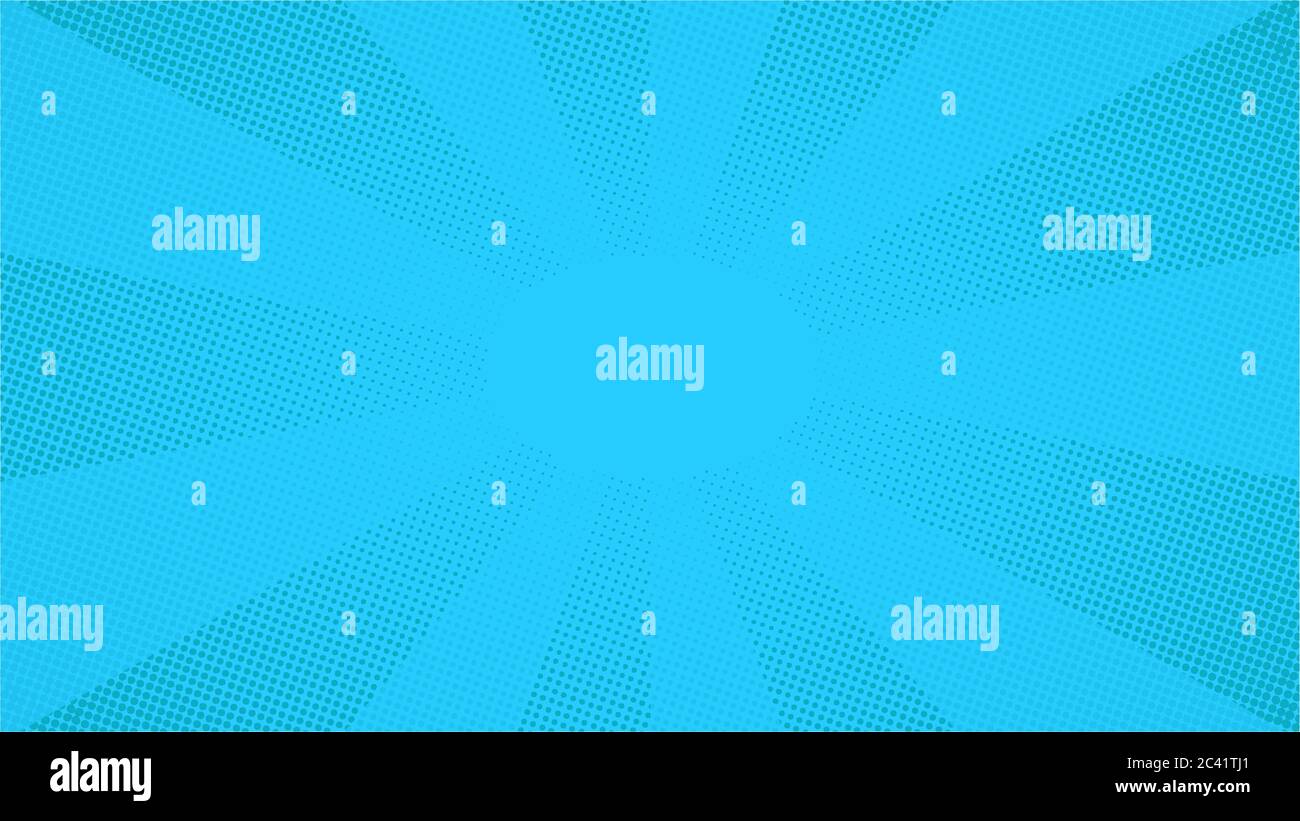 Blue pop art comic halftone dots background, vector illustration Stock ...