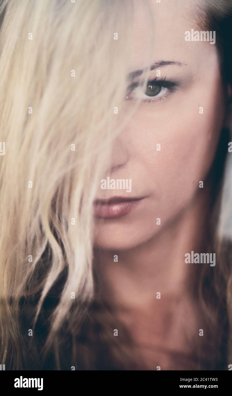 Hair over face hi-res stock photography and images - Alamy