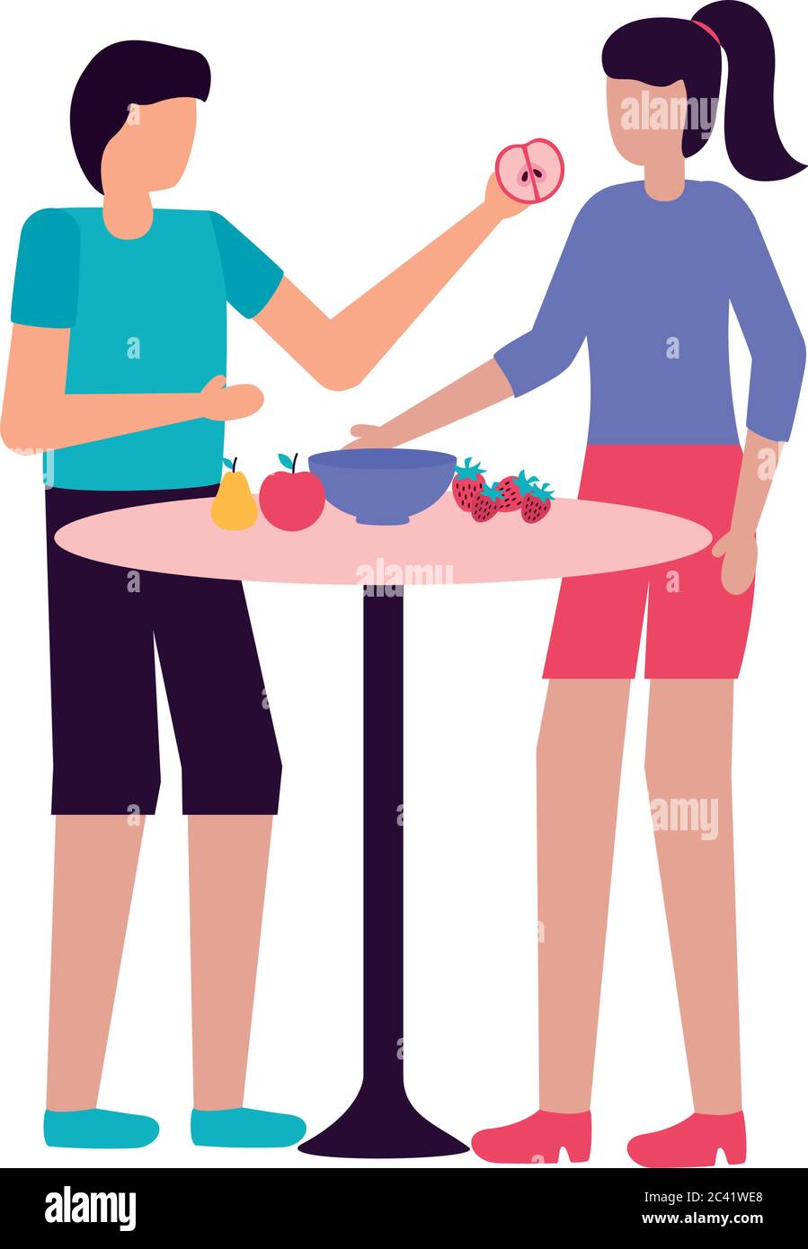 Couple of woman and man eating design, Relationship love and romance ...