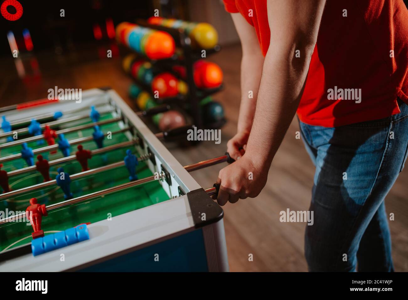 Hand and foosball table hi-res stock photography and images - Alamy