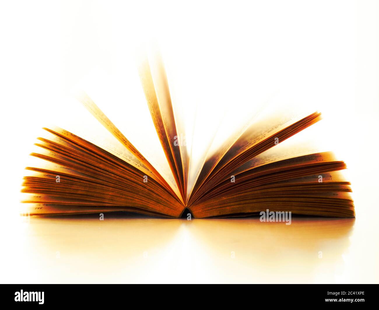Open book with yellowed old pages Stock Photo - Alamy