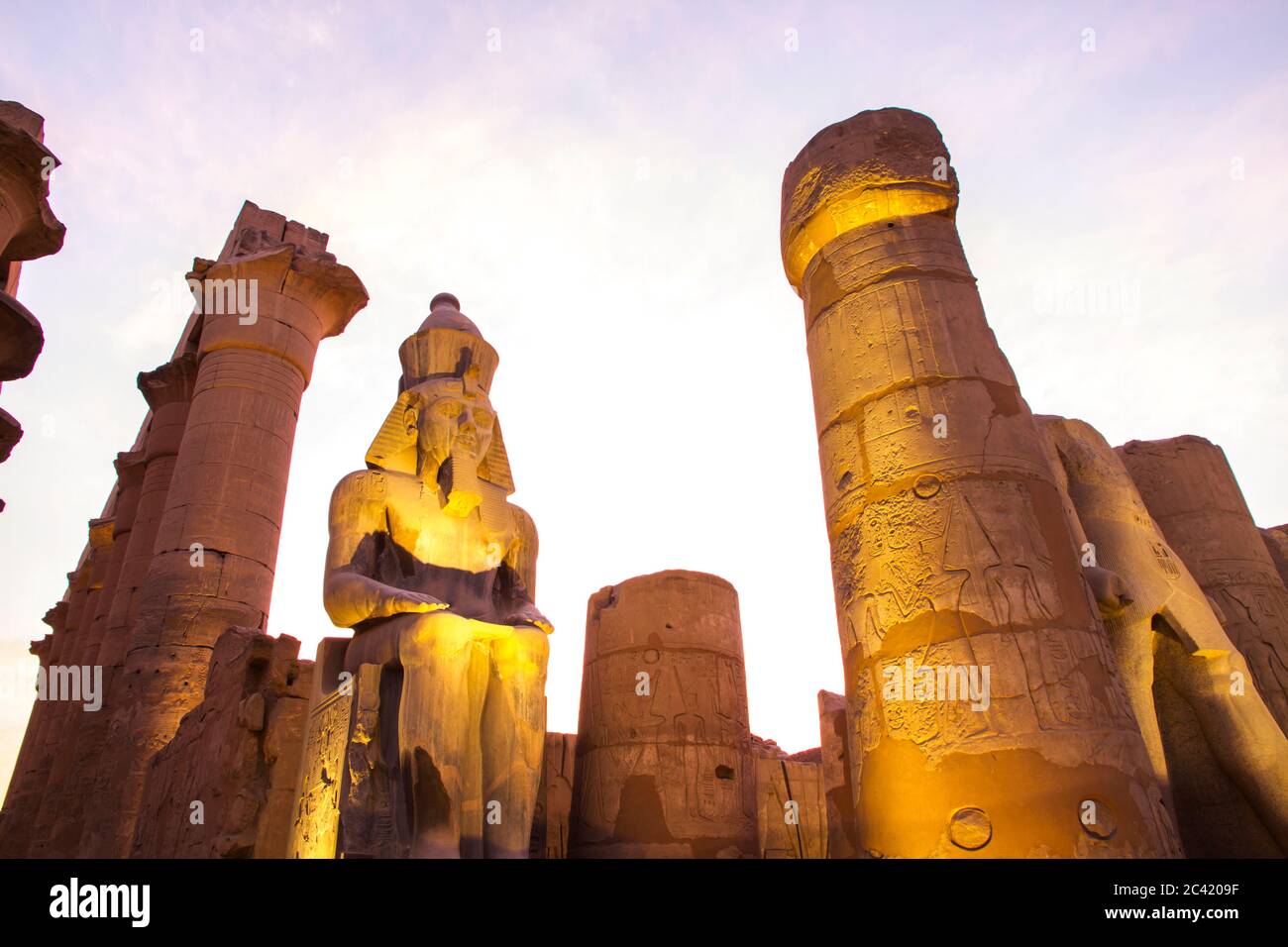 Ancient ruins of Luxor temple during sunset, UNESCO World Heritage site ...
