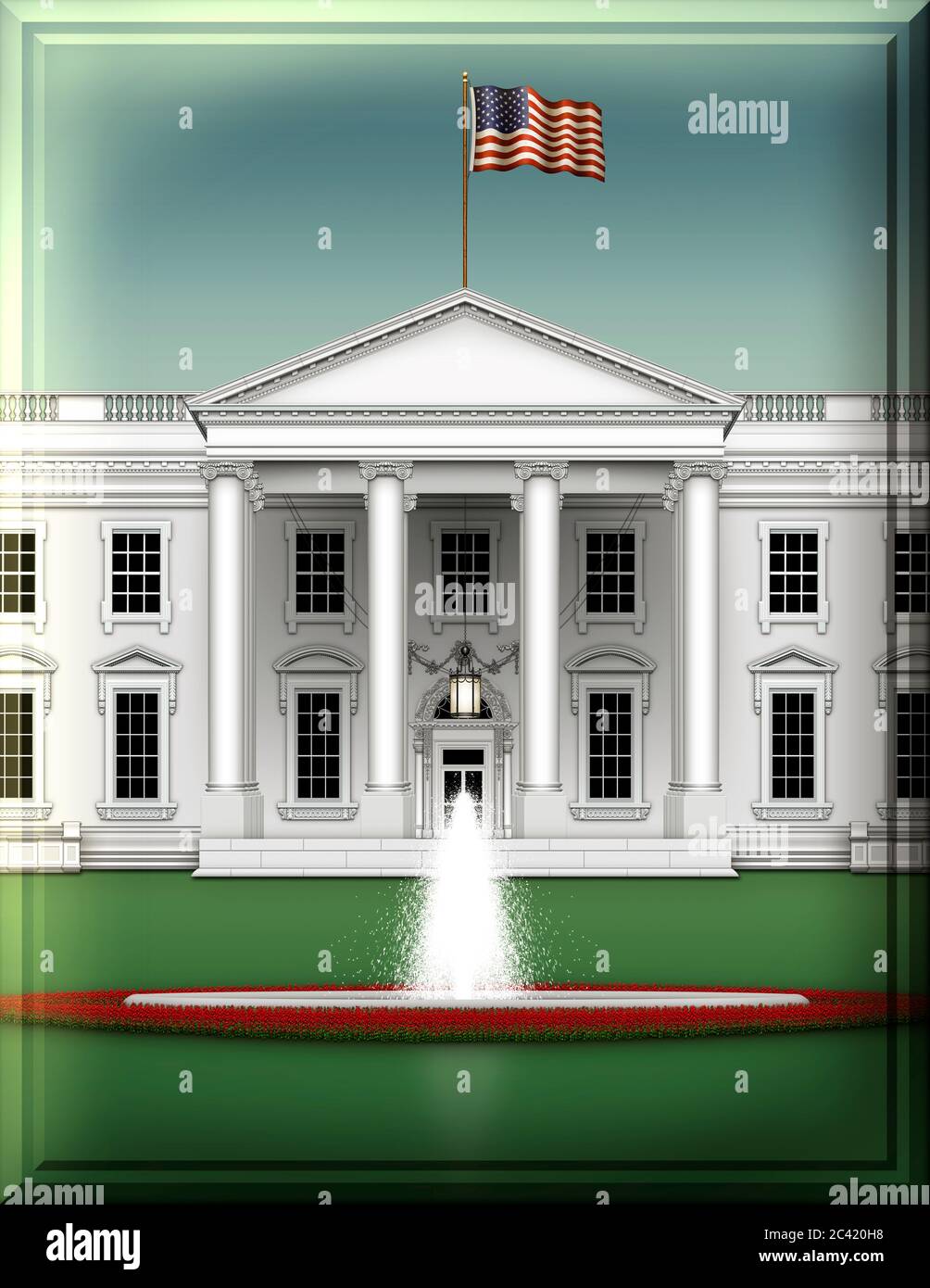 Beveled and Embossed Vertical cropped north view of the White House ...