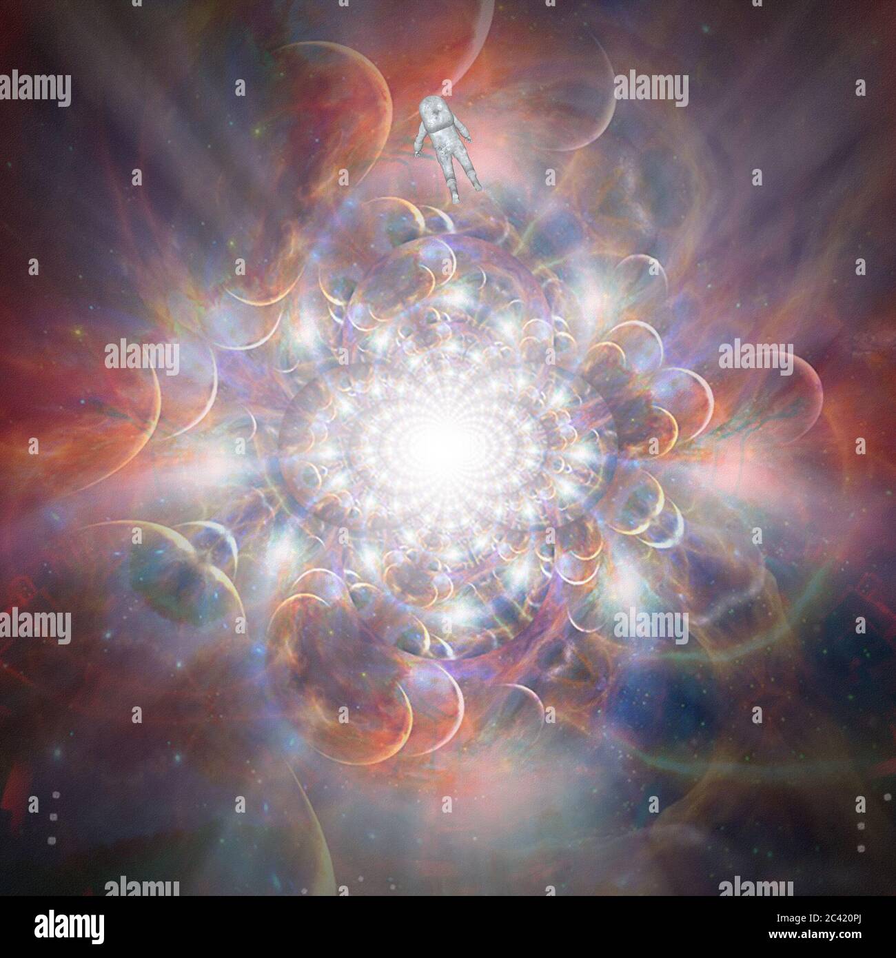 Endless dimensions with vivid light Stock Photo - Alamy