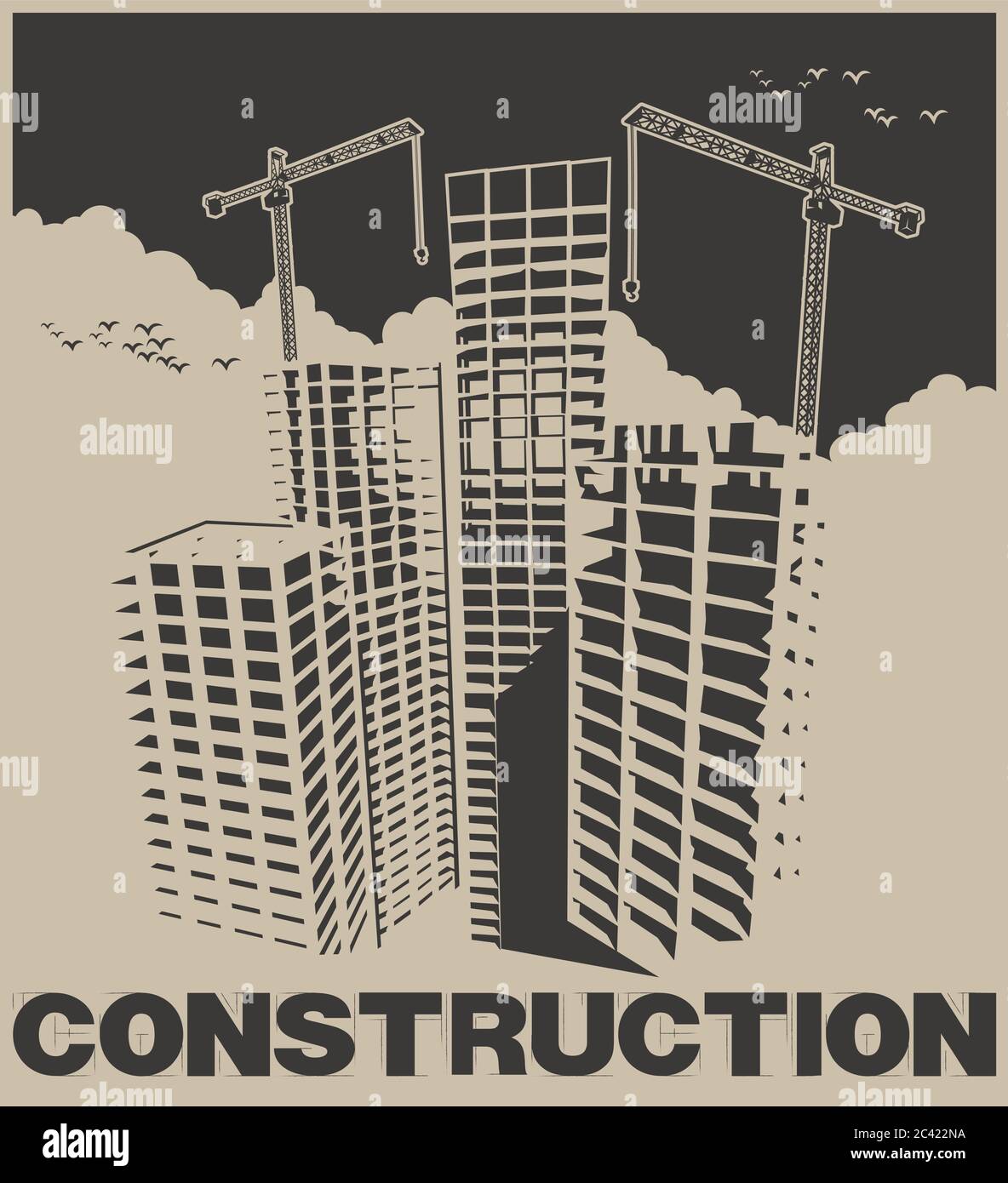 Stylized vector illustration on the theme of the construction Stock ...