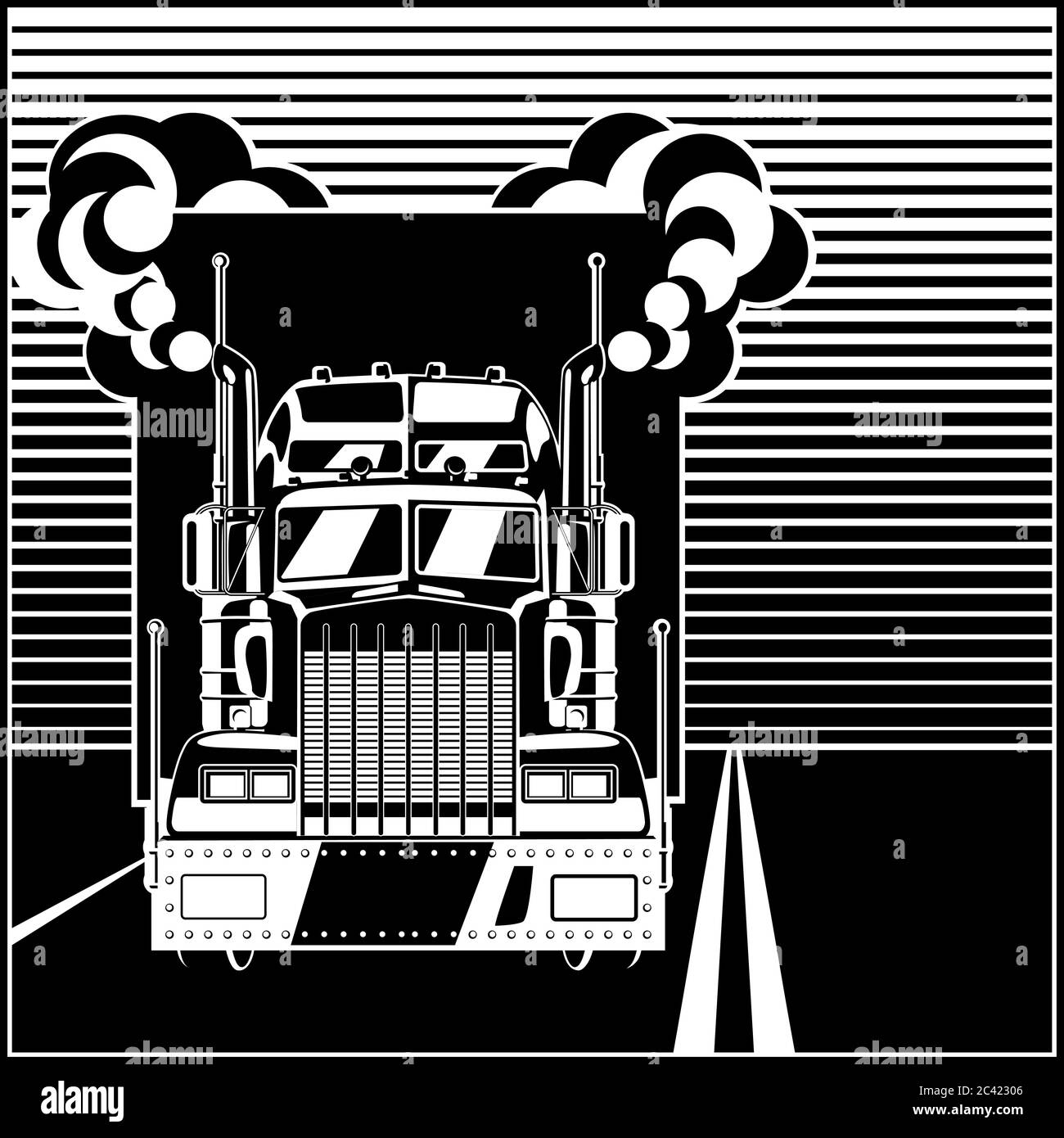 Stylized illustration on the theme of transportation and logistics. Big ...