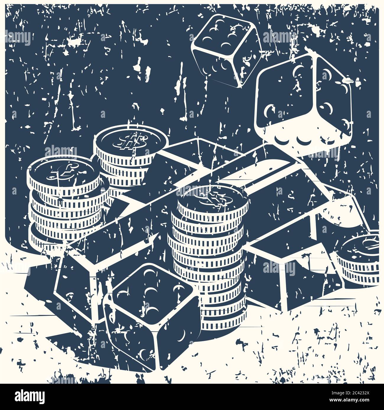 Stylized vector illustration on the theme of money, wealth, chance and ...