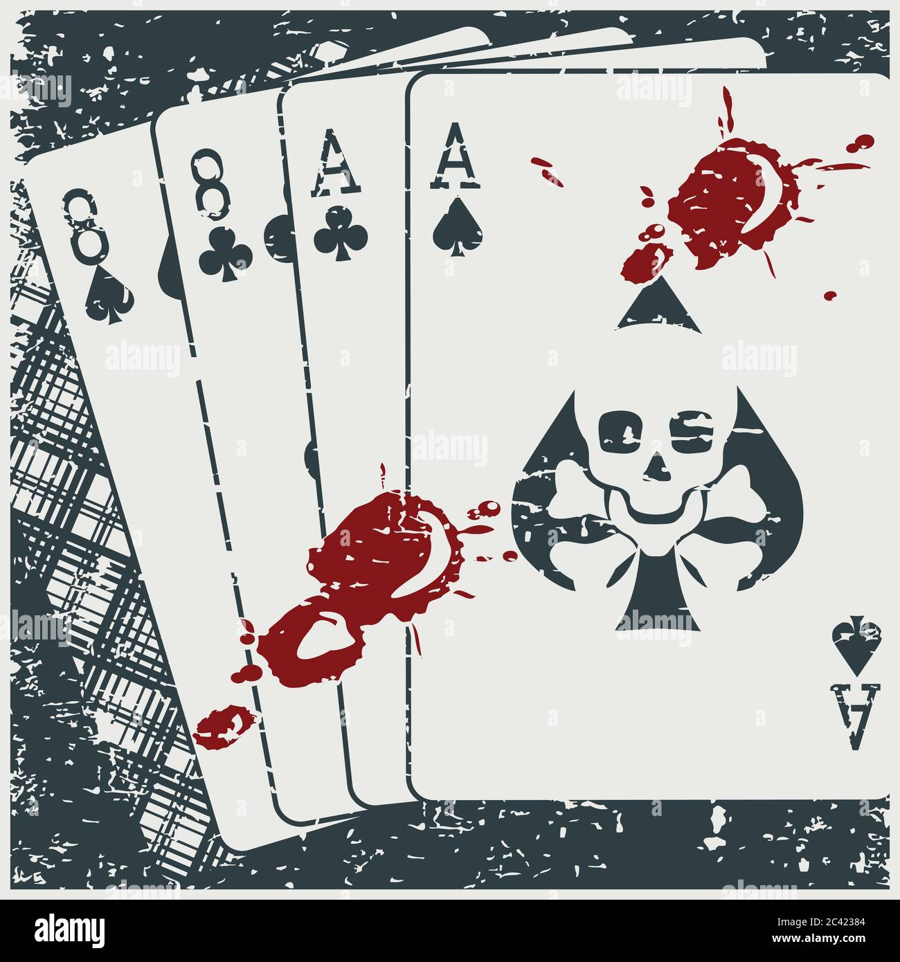 Vector illustration of a playing card combination called Dead Man Hand ...