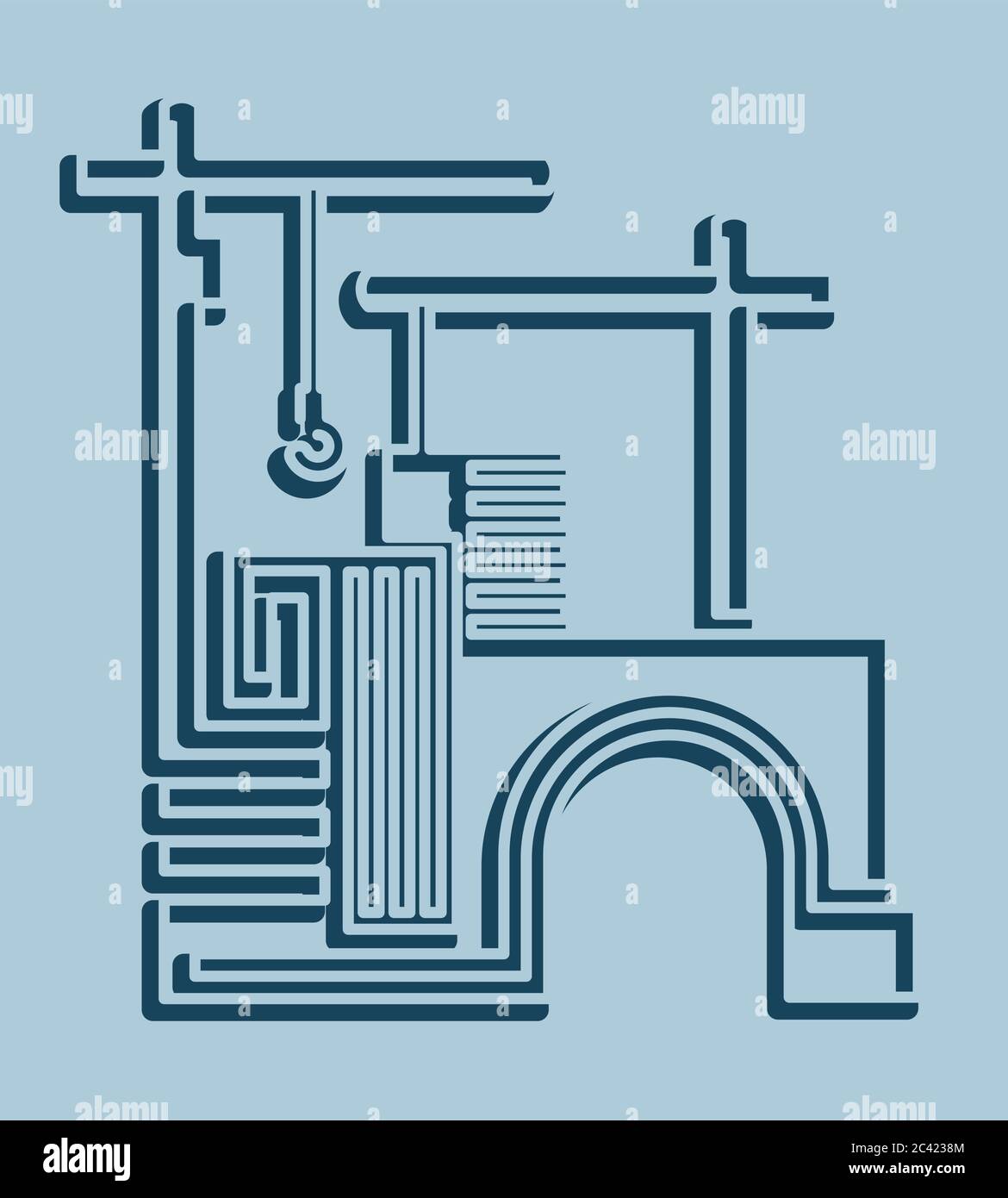 Stylized vector illustration on the theme of engineering and ...
