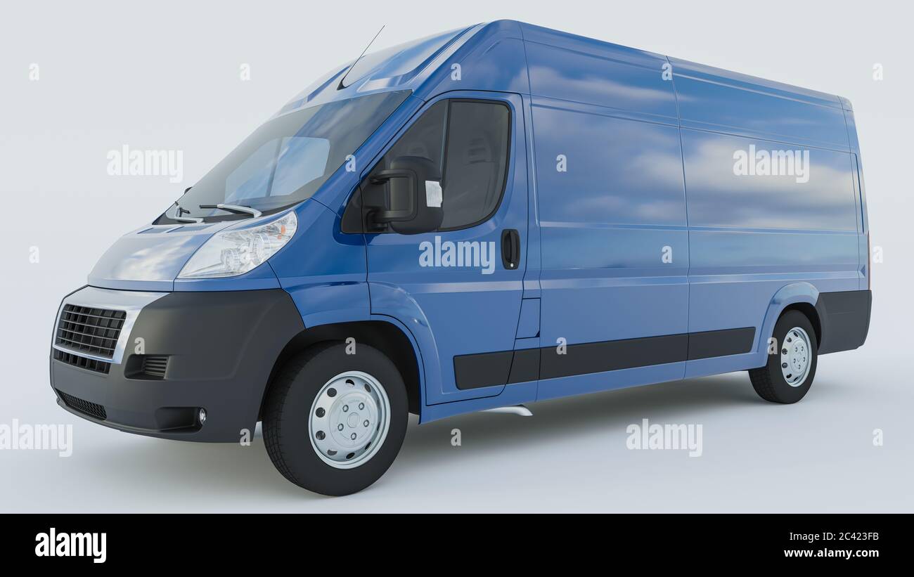 Delivery Van on White Background 3D Rendering Stock Photo - Alamy