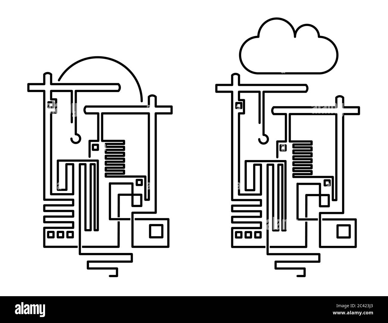 Stylized vector illustration on the theme of engineering and ...