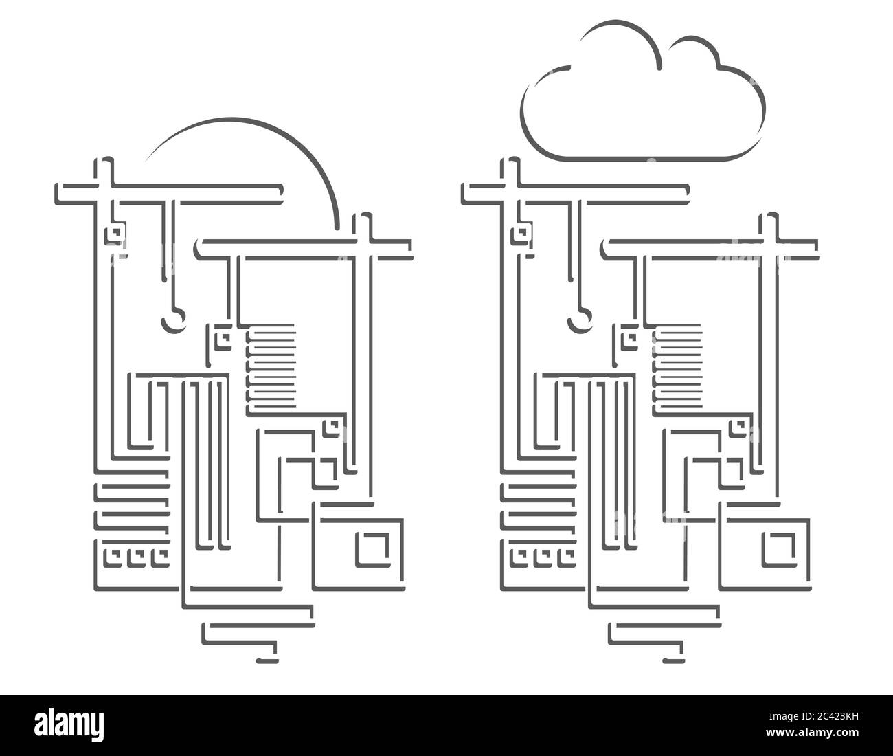 Stylized vector illustration on the theme of engineering and ...