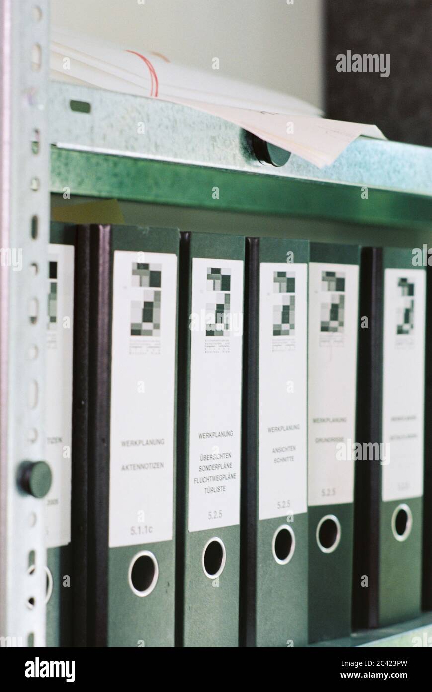 File folders on a metal shelf Stock Photo - Alamy