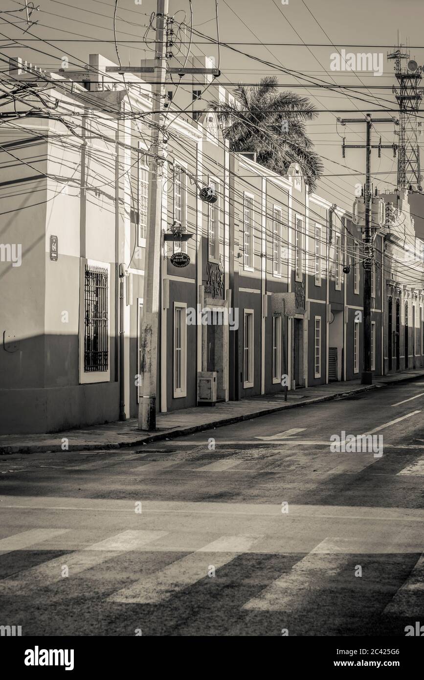 Deserted street in a residential neighbourhood, Merida, Mexico Stock ...