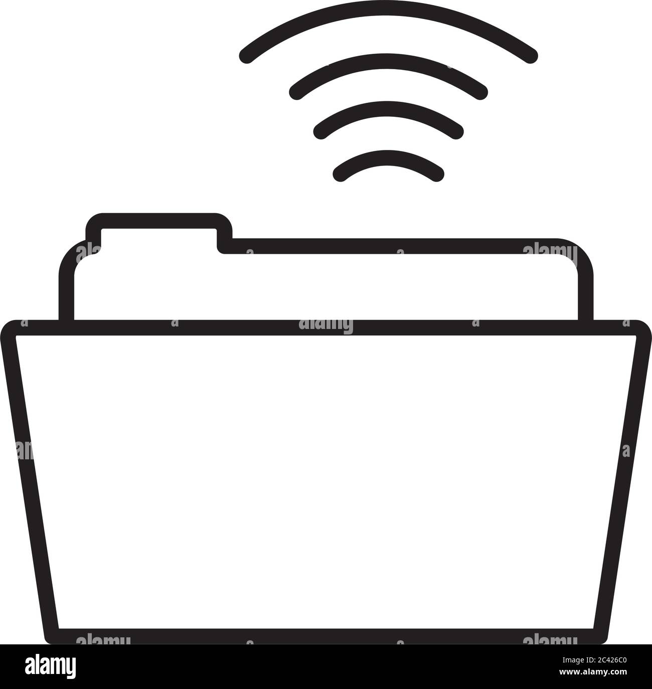 network folder icon over white background, line style, vector ...