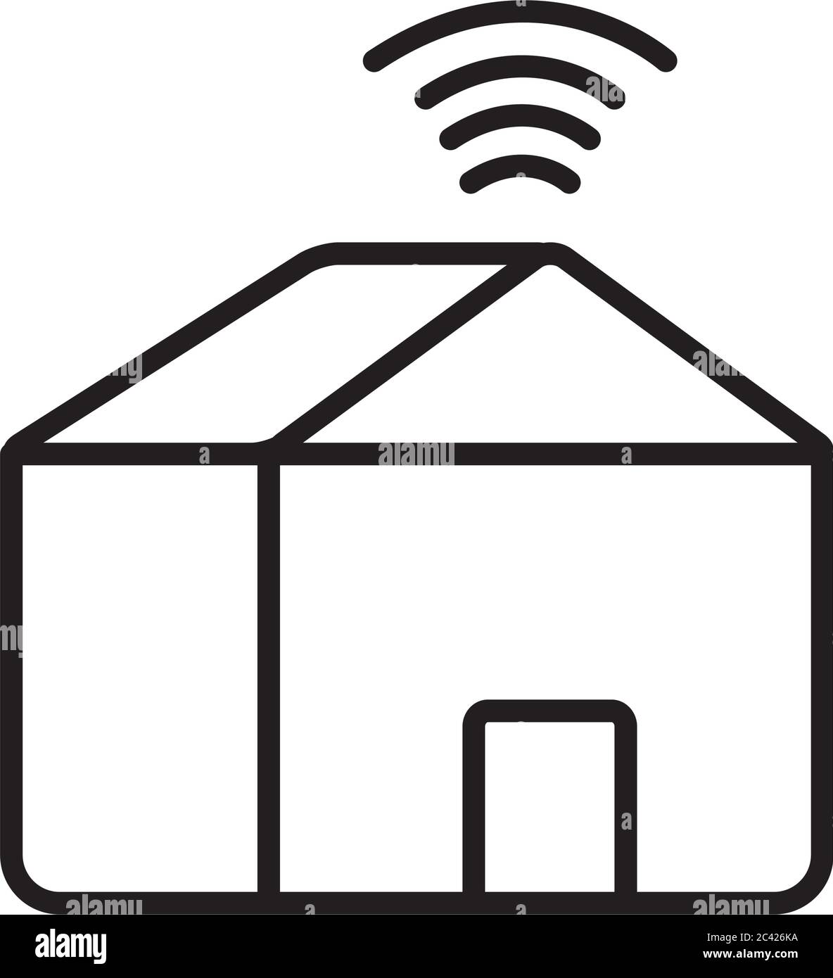 house with wifi signal icon over white background, line style, vector ...