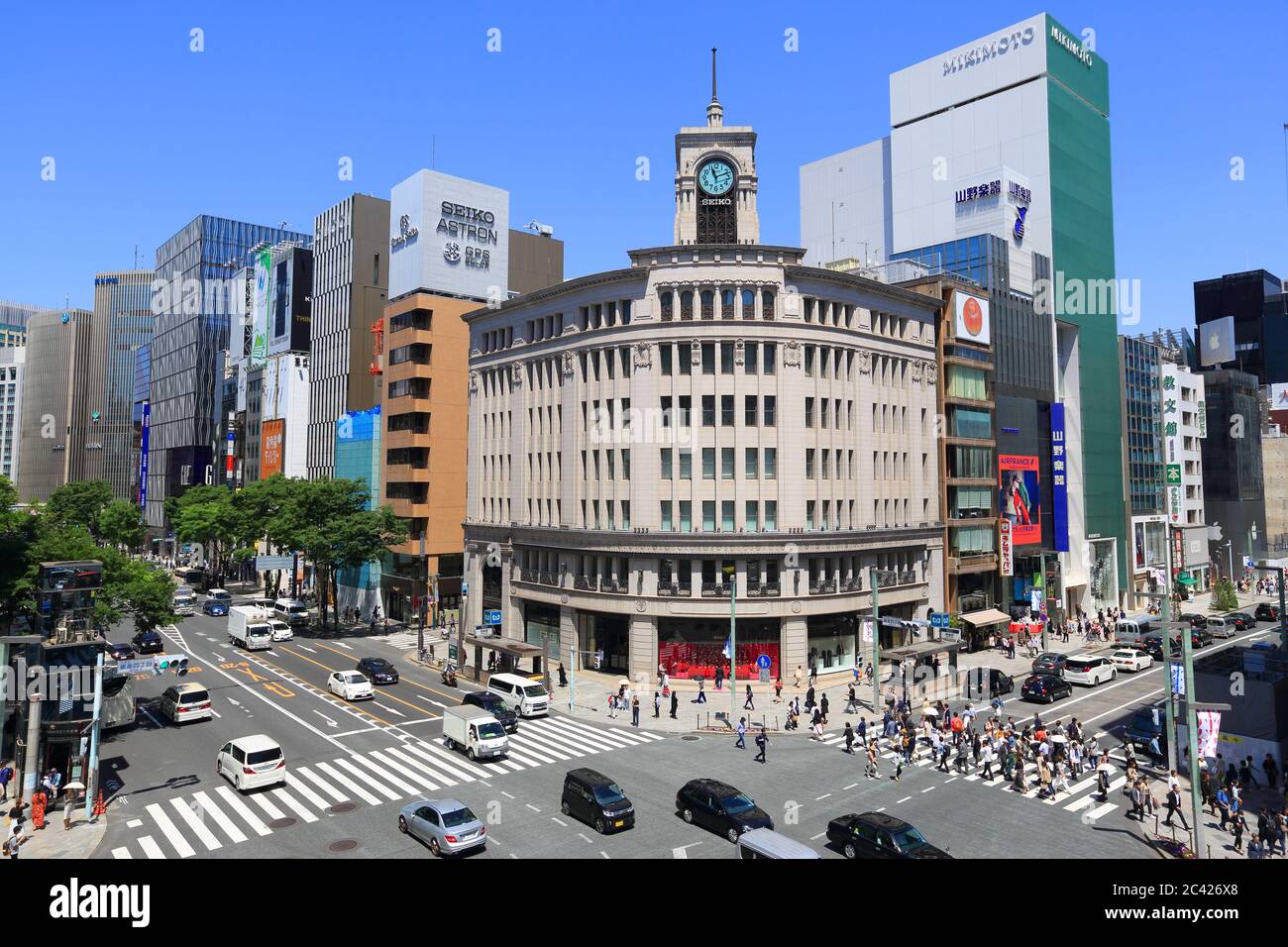Tokyo, Japan - April 28 2018 : Ginza District. Ginza is most famous ...