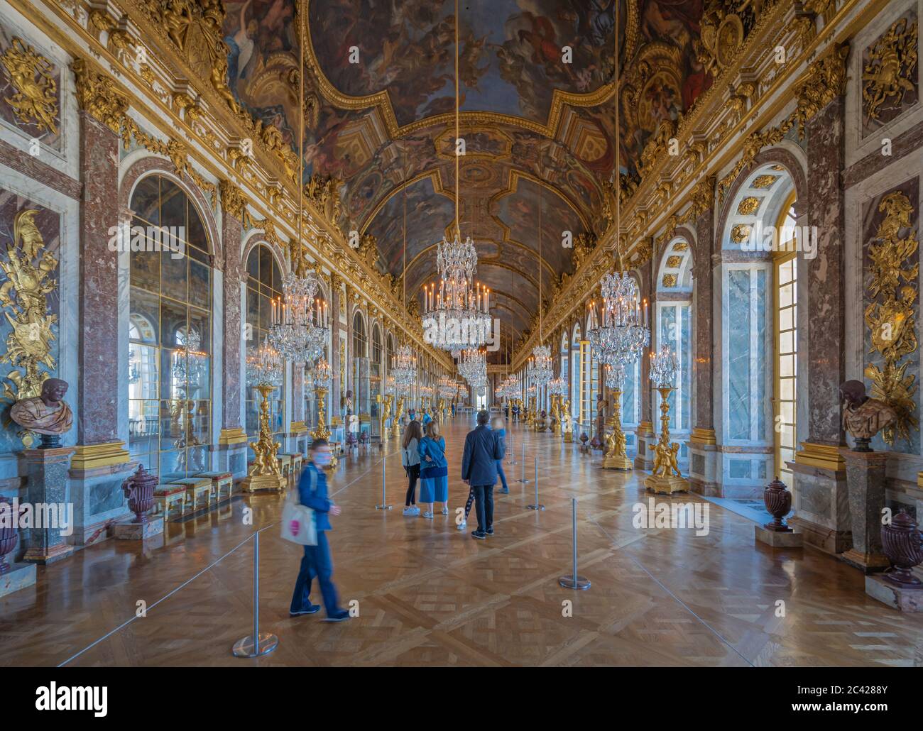 Versailles, France - 06 19 2020: The Hall of Mirrors inside the Castle ...