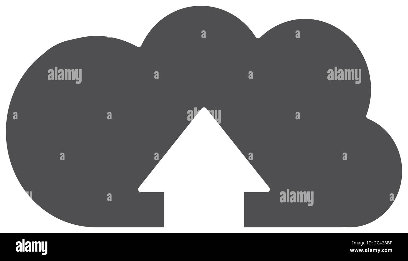 cloud storage with upload arrow icon over white background, silhouette style, vector ...
