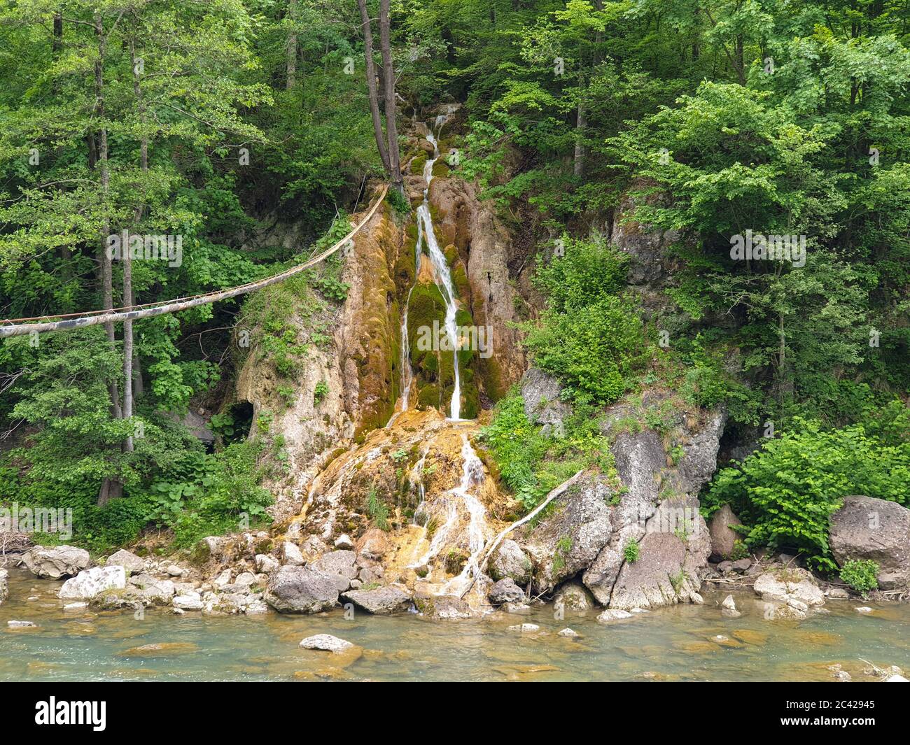 Beautiful Sipote waterfall flows in Aries river in Trascau mountains ...