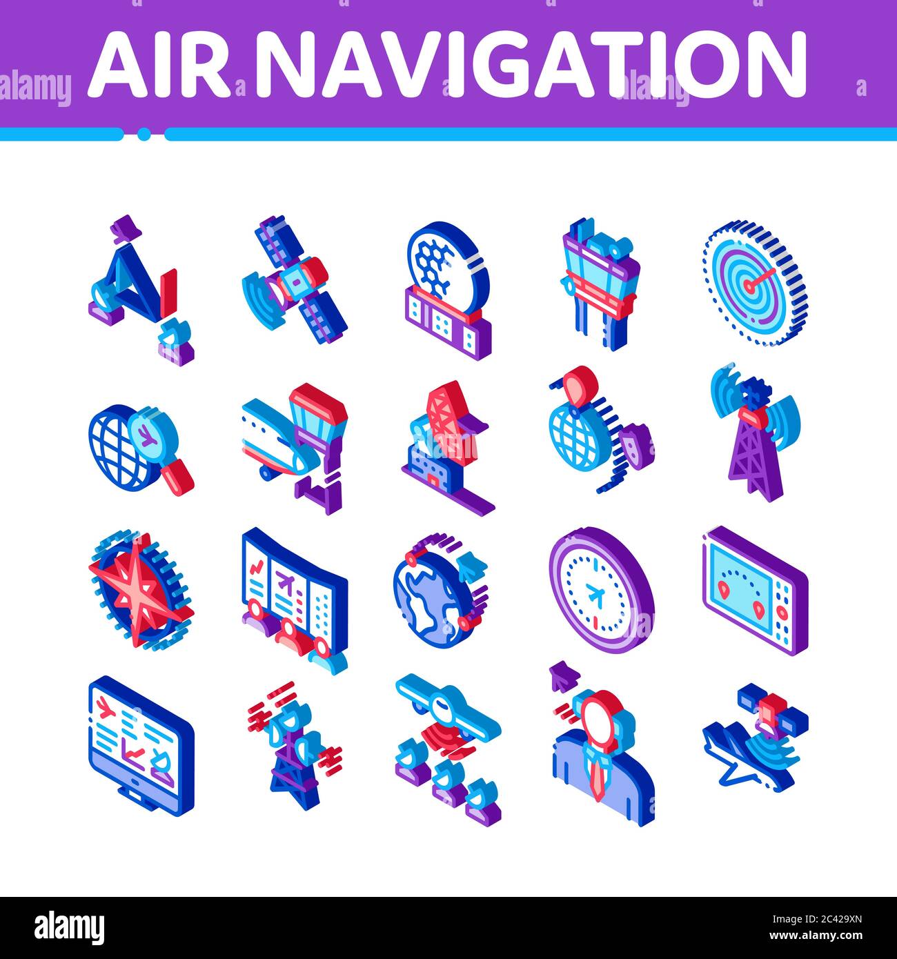 Air Navigation Tool Isometric Icons Set Vector Stock Vector Image & Art ...