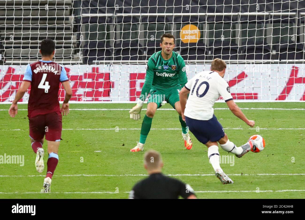 Tottenham Hotspurs' Harry Kane scores his sides second goal during the ...